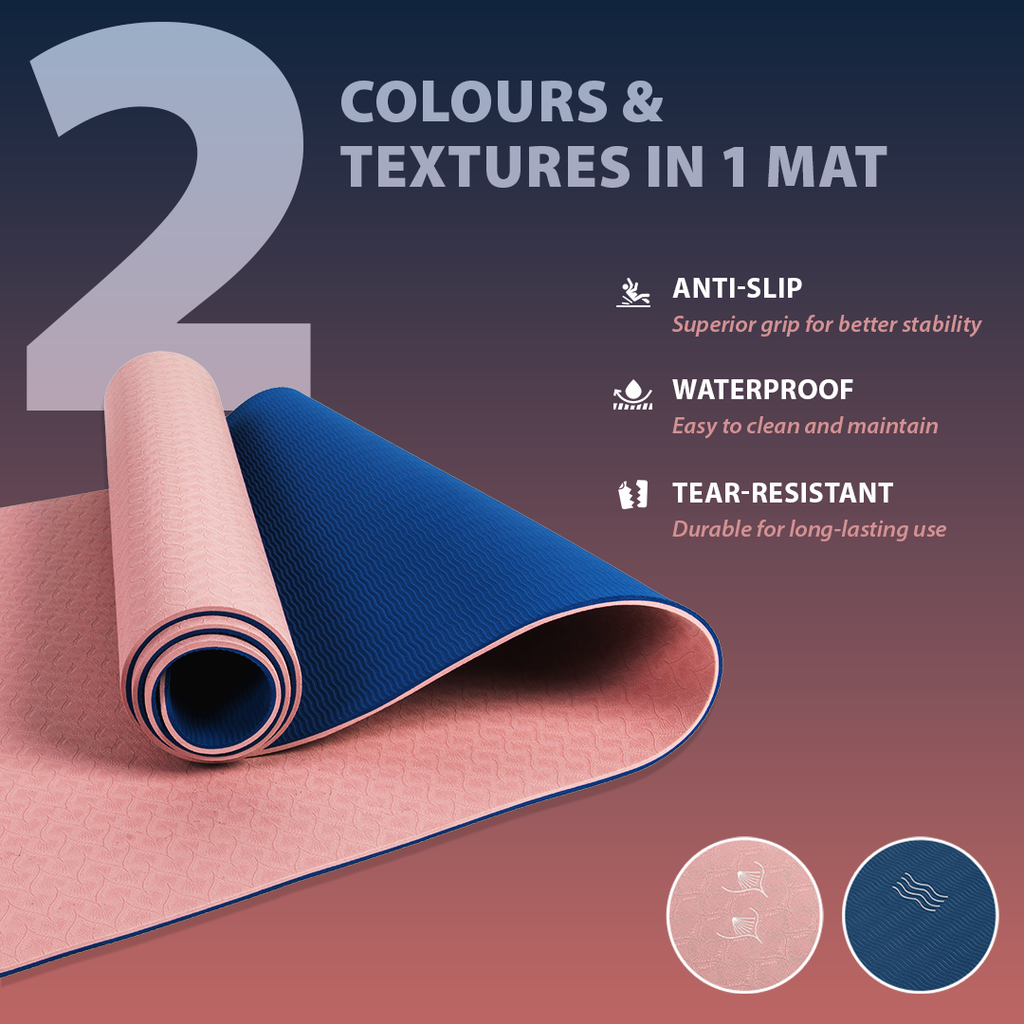 Yoga Mat for Women & Men with Carry Rope TPE Material YM 601 (PINK & B – HealthSense